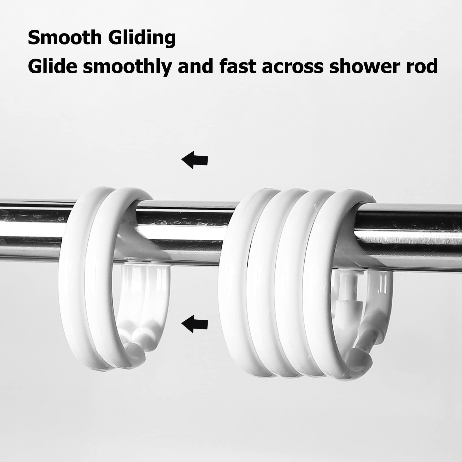 White Shower Curtain Hooks Rings, 12pcs Plastic Rust Proof Shower Curtain Hooks, Round Curtain O Rings Hook Hanger for Bathroom Shower Window Rod
