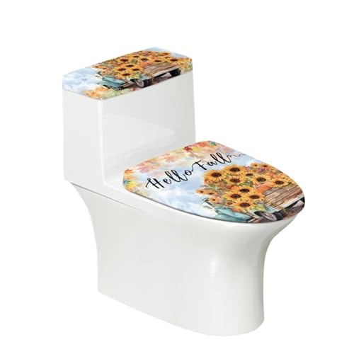 FUIBENG Butterfly Toilet Lid Cover Elongated Colorful Butterflies Toilet Lid Cover and Toilet Tank Lid Cover for Bathroom Washable Soft Toilet Cover,Fit Most Toilet Lid