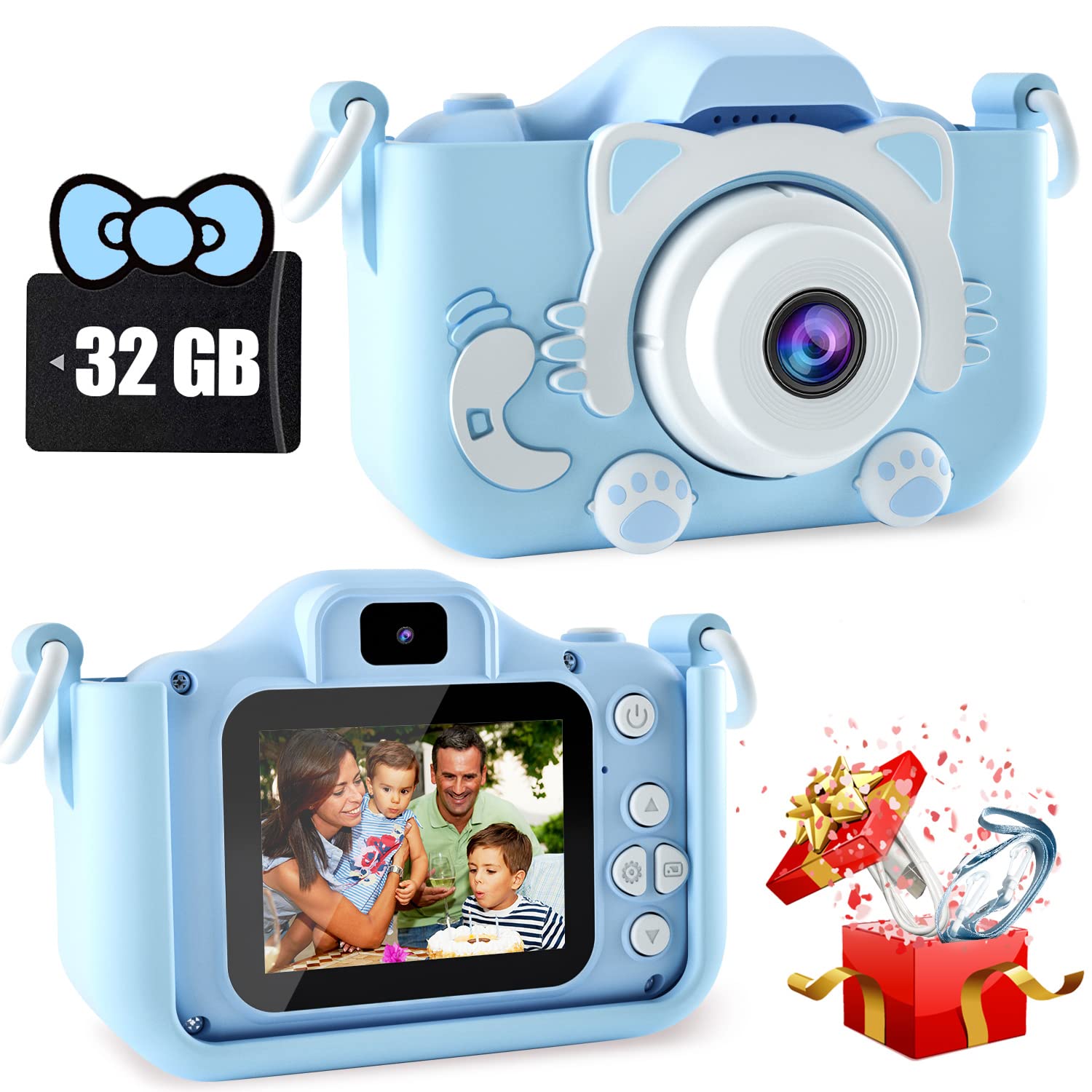 CIMELR Kids Camera Toys for 6 7 8 9 10 11 12 Years Old Boys/Girls, Kids Digital Camera for Toddler with Video, Birthday Festival for Kids, Selfie Camera for Kids, 32GB TF Card