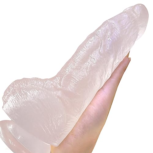 Clear Big Realistic Dildo - 8 Inch Thick Suction Cup Dildos for G-spot and Anal Play, Lifelike Penis for Hands-Free Play Sustory Adult Sex Toys for Women and Men