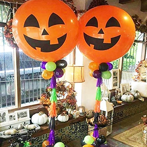IN-JOOYAA 24 Inch Latex Round Balloons 5 Pack Orange Thick Big Balloons for Party Decorations