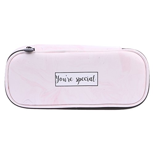 Rhfemd Marble Pattern Faux Leather Large Capacity School Pencil Case Cosmetic Pouch Bag
