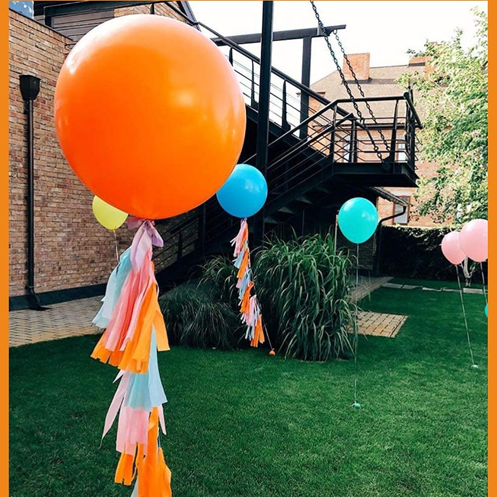 IN-JOOYAA 24 Inch Latex Round Balloons 5 Pack Orange Thick Big Balloons for Party Decorations