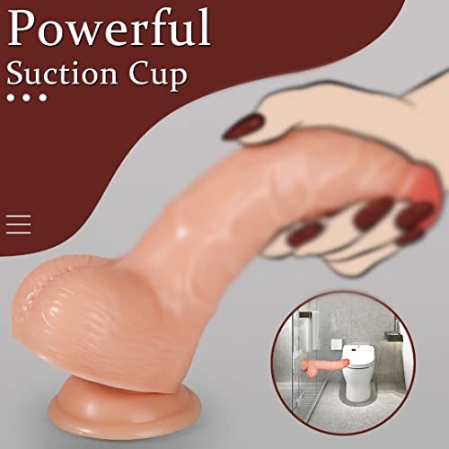 Realistic Dildo for Beginners, Efgove 7.4" Adult Dildos with Strong Suction Cup for Hands-Free Play, Realistic Penis Anal Stimulation Sex Toys Suitable for Beginners Training