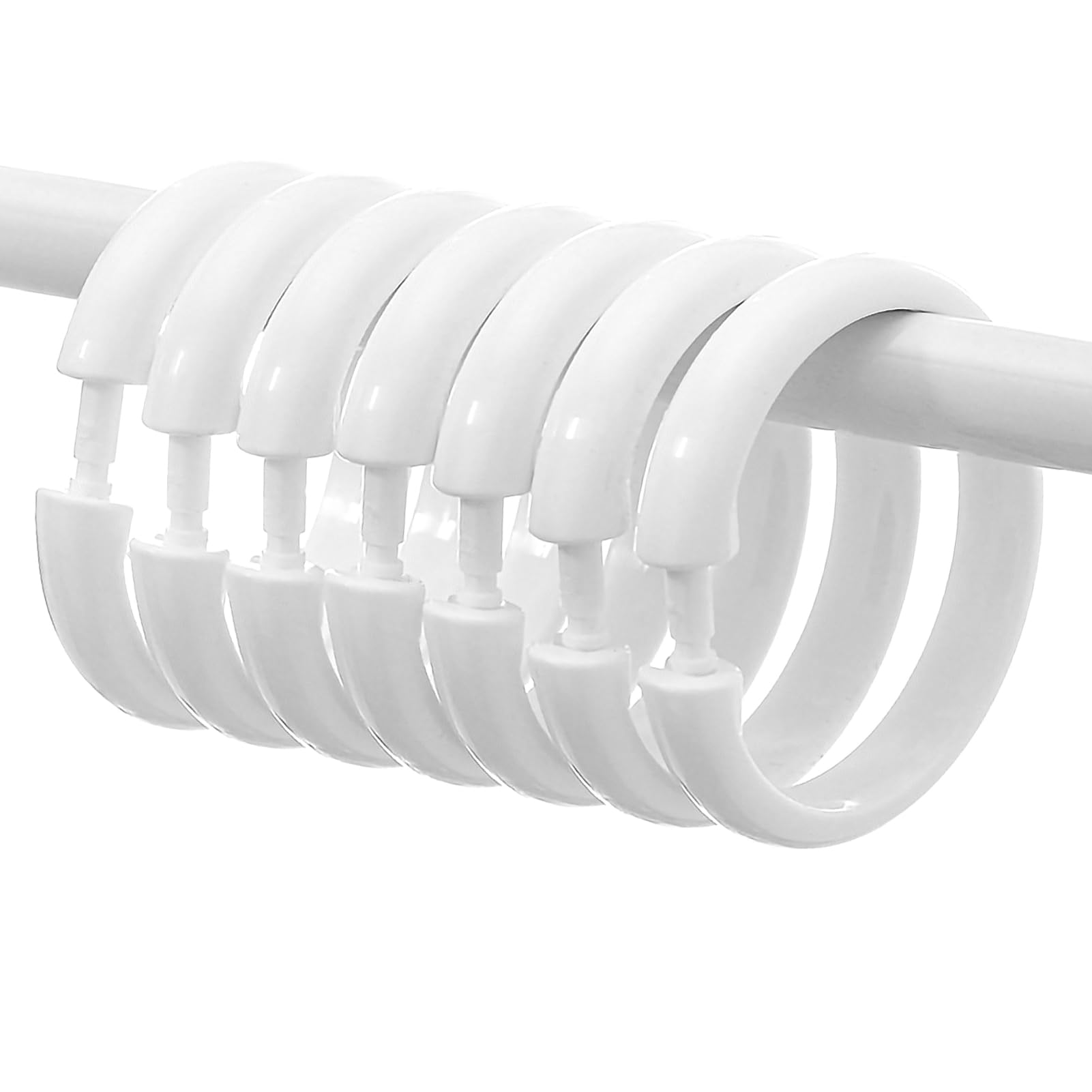 24 PCS White Plastic Shower Curtain Rings,Sturdy Easy Use Shower Curtain Hooks