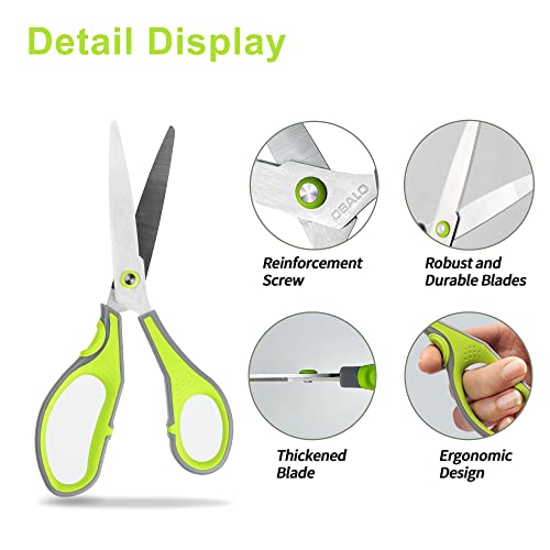 OSALO Scissors Office Right/Left Handed All-Purpose Craft Scissor Paper School 8inch Large Blunt Tip Scissors 2 Pack with Comfort Grip
