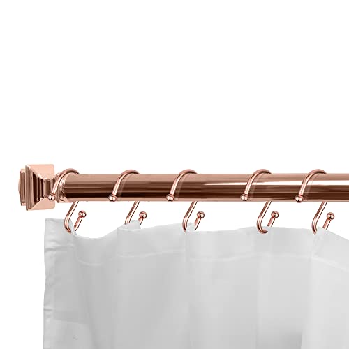 Splash Home S Shape Decorative Shower Curtain Hooks, Rust-Resistant Metal Shower Curtain Rings, for Bathroom Rod and Curtain Hangers, Kitchen Essentials and Clothing, Set of 12 Hook - Copper