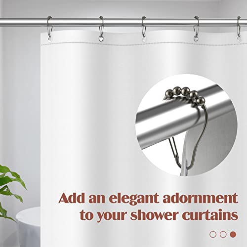 Lewondr Shower Curtain Hooks, Decorative Glide Rings Hooks Shower Curtain Rings for Bathroom Shower Hanging Rods Liner, Set of 12, Bronze