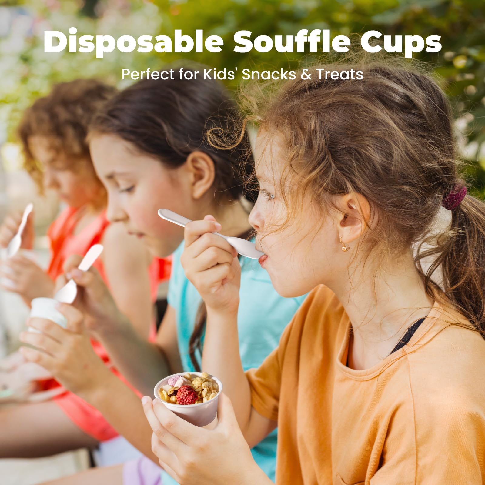 Fit Meal Prep 250 Pack 2 oz White Disposable Plastic Cups and 3 Inch Tasting Spoons - Portion Food Samplers for Restaurants Catering Party Appetizers Souffle Dressings Ice Cream Desserts