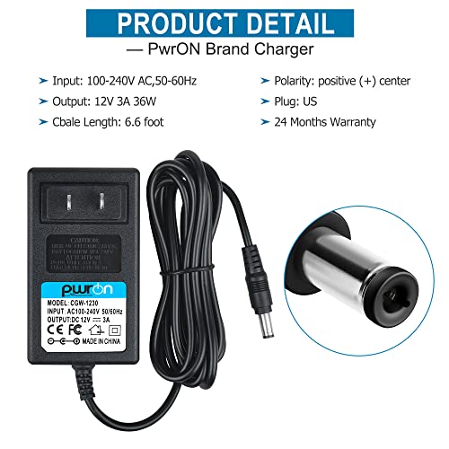 PwrON 12V AC to DC Adapter Replacement for Mamaroo Models Baby Swing Power Cord Compatible with 4moms mamaRoo 4 Infant Seat, 2015 mamaRoo Infant Seat, rockaRoo OH-1048B1203000U/OH-1048B1203000-U