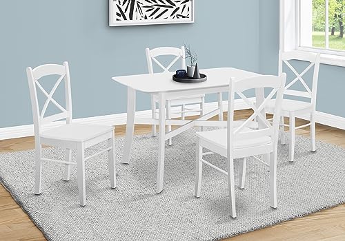 Monarch Specialties 1323, 48" Rectangular, Small, Kitchen, Room, White, Wood Legs Dining Table-36"X 48" Veneer Top, 47.25" L x 35.5" W x 29.5" H