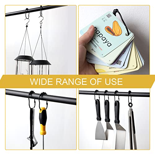 Shower Curtain Rings, SUTINE Shower Curtain Hooks, Wide Snap Shower Curtain Hooks Rust Proof, Anti-Fall Metal Shower Hooks for Shower Curtain, Glide Smoothly Shower Rings for Curtain, Black,12Pcs