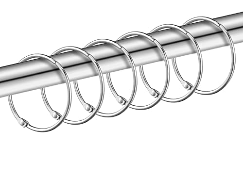ZESLMG 24 PCS Chrome Shower Curtain Rings and Hooks, Rustproof Silver Metal Shower Rings for Bathroom, 2 Inch Loose Leaf Binder Rings