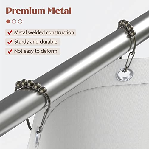 Lewondr Shower Curtain Hooks, Decorative Glide Rings Hooks Shower Curtain Rings for Bathroom Shower Hanging Rods Liner, Set of 12, Bronze