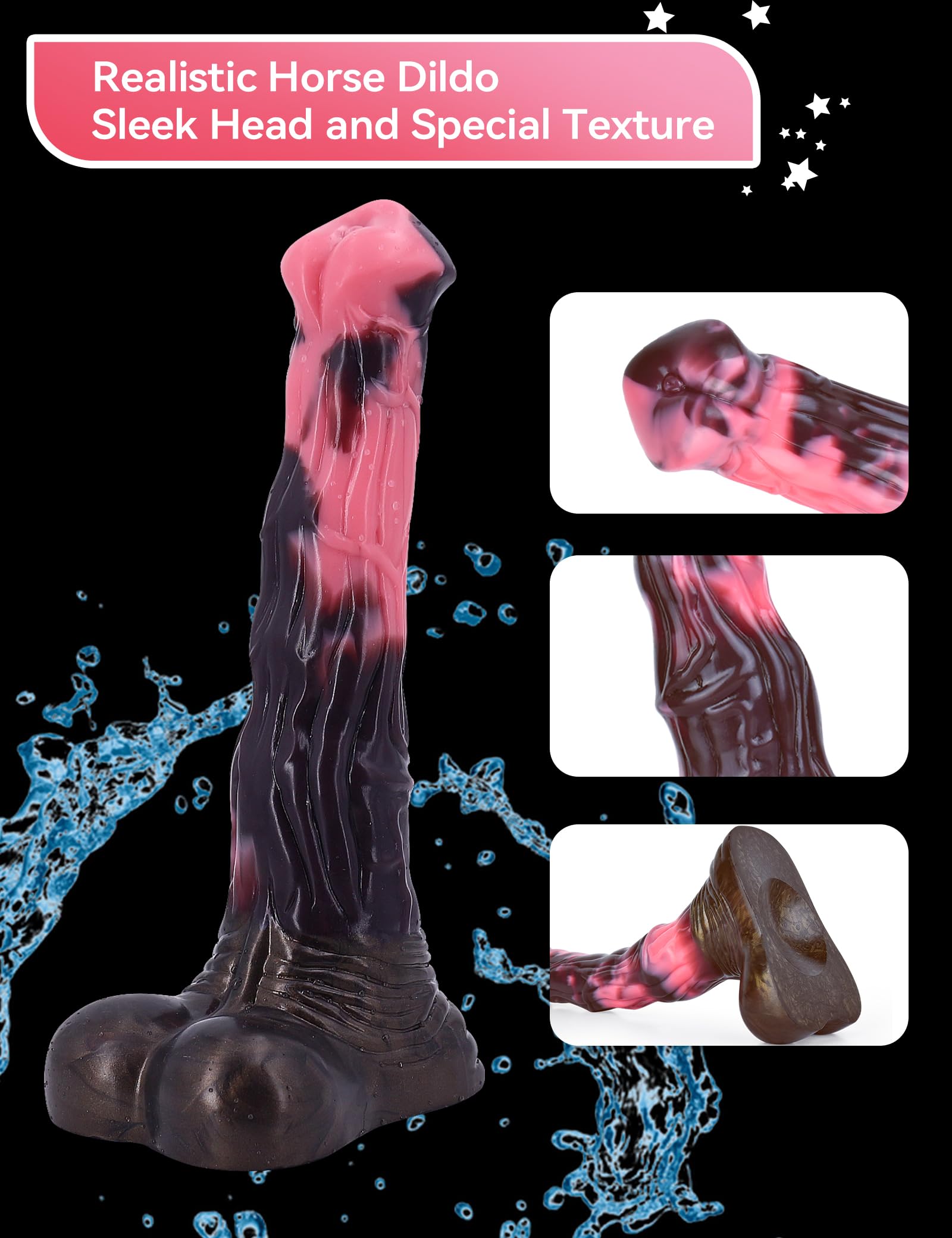 Dragon Dildo 10.4inch Realistic Thick Horse Dildo with Suction, Long Pink Silicone Monster Dildo Big Anal Plug Toys for Women and Men Couples