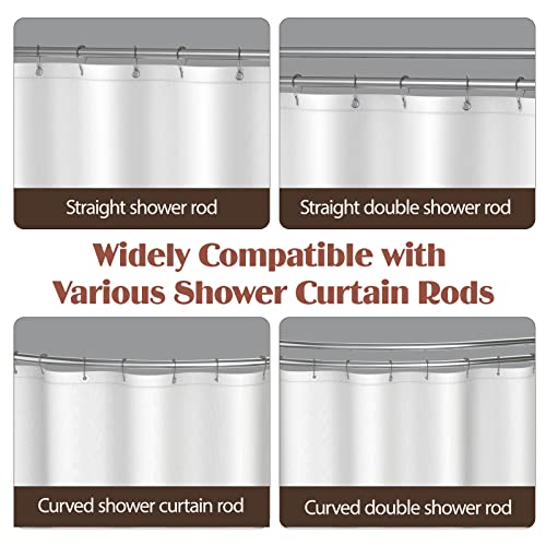 Lewondr Shower Curtain Hooks, Decorative Glide Rings Hooks Shower Curtain Rings for Bathroom Shower Hanging Rods Liner, Set of 12, Bronze
