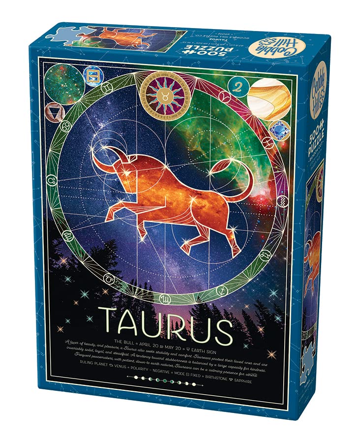 Cobble Hill 500 Piece Zodiac Puzzle - Taurus - Sample Poster Included