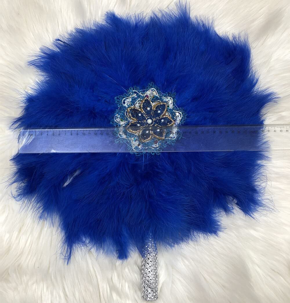1pcs One-Side African Turkey Feather Hand Fan for Bridal Wedding Handmade Nigerian Eventaille Marriage Hand Fan - One Sided Hand Fan