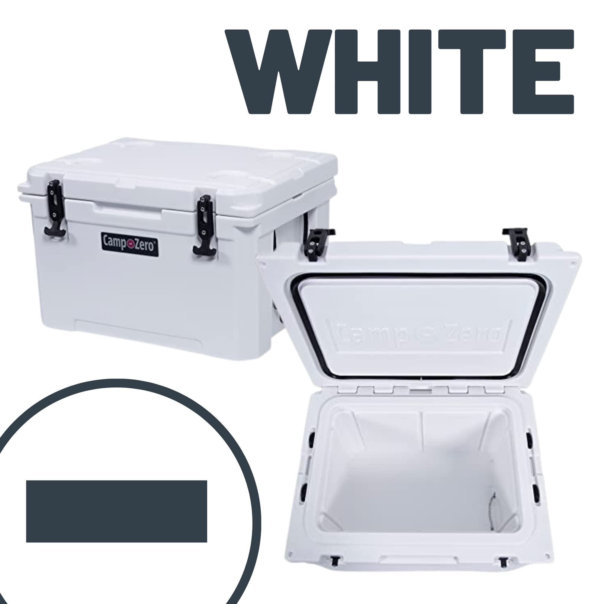 CAMP-ZERO 40L-42 Quart Hard Cooler Ice Chest, Perfect for Drinks, Beach, Picnics, Boating, Hunting, Camping and Travel with 4 Molded-in Cup Holders and Comfort Grip Handles