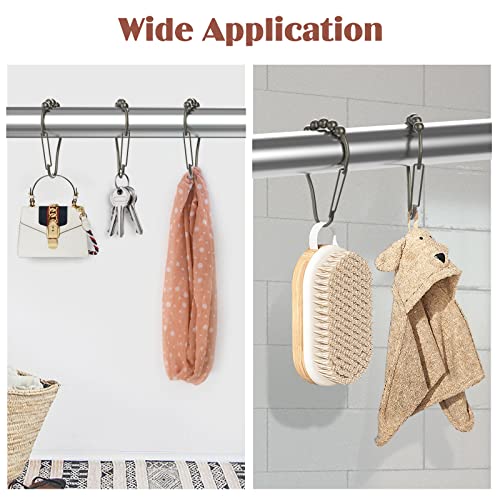 Lewondr Shower Curtain Hooks, Decorative Glide Rings Hooks Shower Curtain Rings for Bathroom Shower Hanging Rods Liner, Set of 12, Bronze