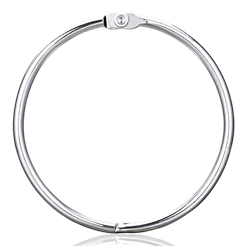 ZESLMG 24 PCS Chrome Shower Curtain Rings and Hooks, Rustproof Silver Metal Shower Rings for Bathroom, 2 Inch Loose Leaf Binder Rings