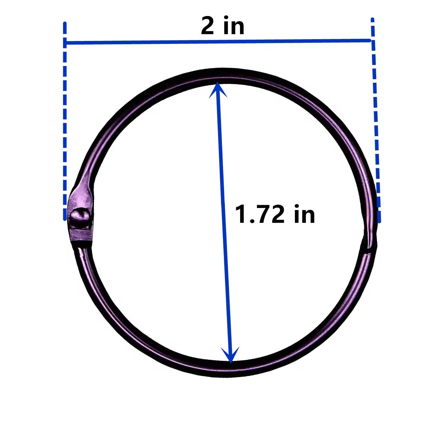 Black Shower Curtain Rings 2 inch (12 Pack) Metal Round Hooks Ring Rustproof for Bathroom Rod
