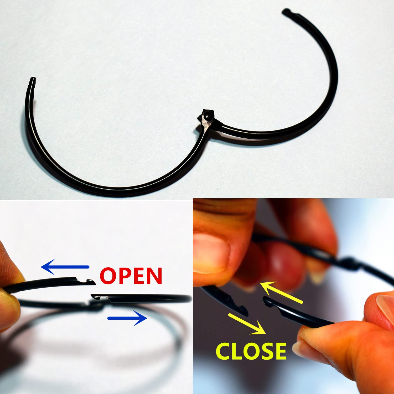 Black Shower Curtain Rings Metal Round Hooks Ring (15 Pack) 2.75 Inch Diameter Electrophoresis Rustproof for Bathroom Shower Rod