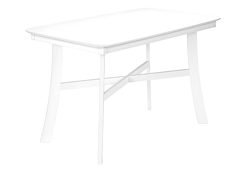 Monarch Specialties 1323, 48" Rectangular, Small, Kitchen, Room, White, Wood Legs Dining Table-36"X 48" Veneer Top, 47.25" L x 35.5" W x 29.5" H
