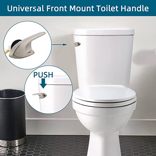 Hygie Rinse Metal Front Mount Toilet Handle Replacement Kit Compatible with Kohler Toilet Tank Parts, Toilet Flush Lever Handle with Flapper Chains, Brushed Nickel