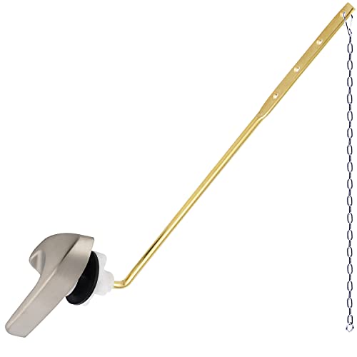 Hygie Rinse Metal Front Mount Toilet Handle Replacement Kit Compatible with Kohler Toilet Tank Parts, Toilet Flush Lever Handle with Flapper Chains, Brushed Nickel