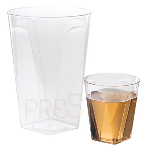 Prestee Clear Plastic Shot Glasses, 2 oz Disposable Shot Glasses - Bulk 100 Pack, Durable Small Cups for Shots, Mini Drinkware for Parties, Events, Reusable or Disposable - Crystal Clear Design