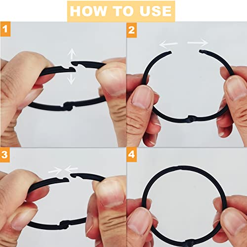30Pcs Shower Curtain Rings Rustproof Shower Curtain Hooks for Bathroom Decorative Metal Round Shower Ring Hooks for Shower Rods Curtains (Black)