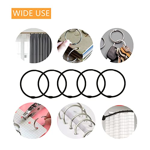 30Pcs Shower Curtain Rings Rustproof Shower Curtain Hooks for Bathroom Decorative Metal Round Shower Ring Hooks for Shower Rods Curtains (Black)