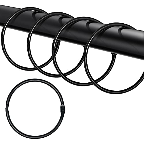 30Pcs Shower Curtain Rings Rustproof Shower Curtain Hooks for Bathroom Decorative Metal Round Shower Ring Hooks for Shower Rods Curtains (Black)