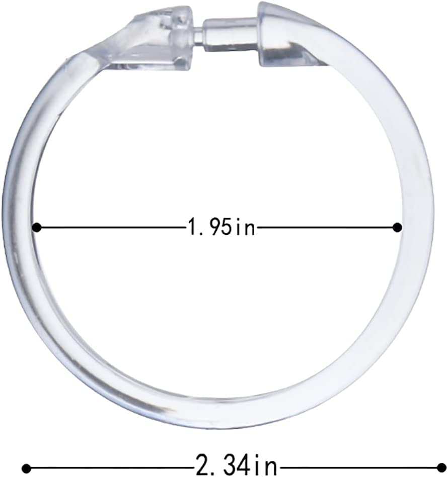 Kutesna 24 PCS Clear Plastic Shower Curtain Rings, Easy Snap Closure Shower Curtain