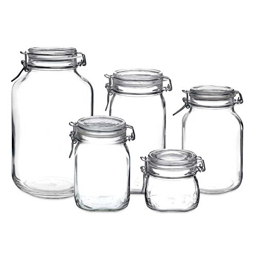 Bormioli Rocco Fido Clear Glass Jar with 85 mm gasket, (6 pack), 75 Liter (Pack of 6)