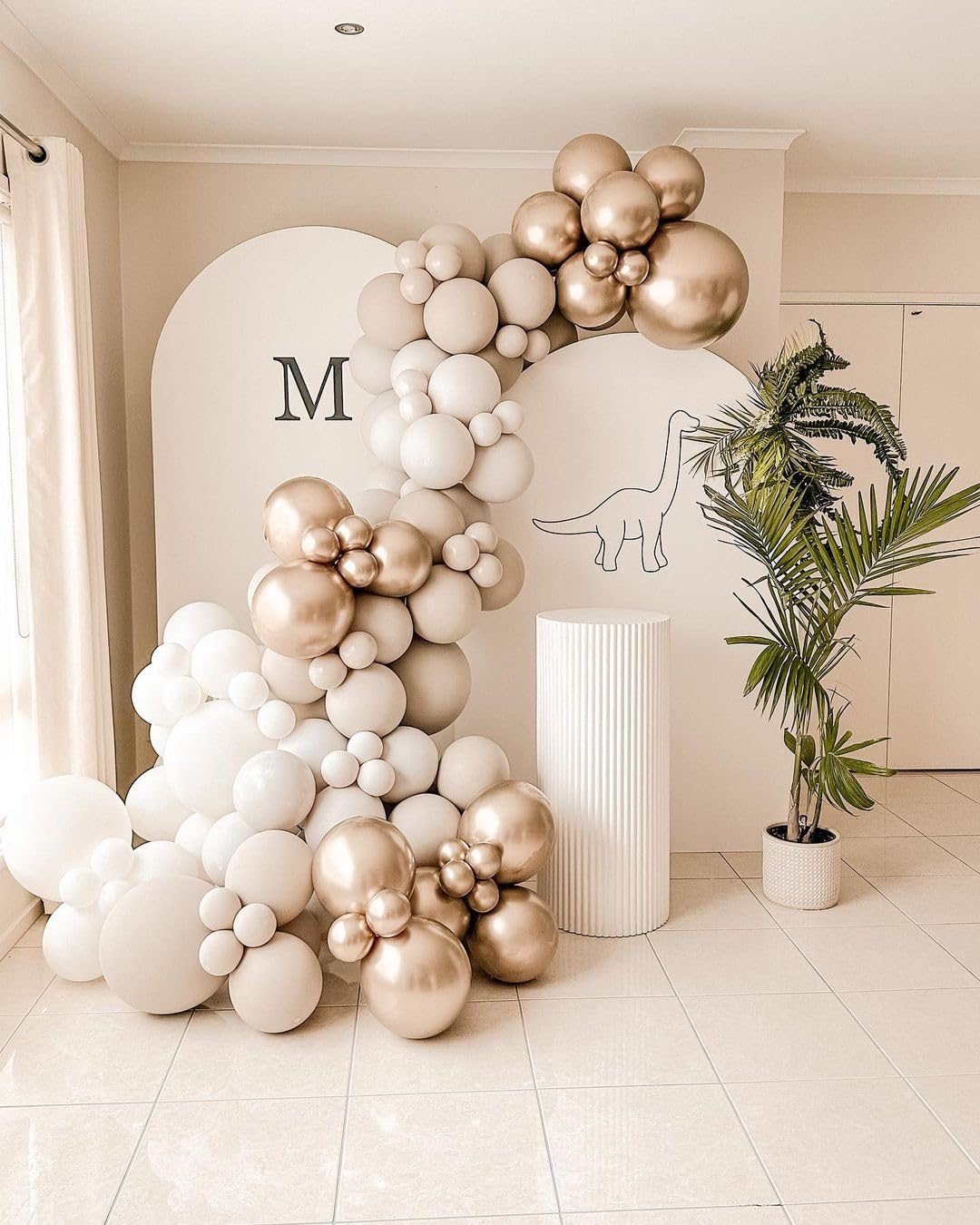 Fealixgener 110PCS Neutral Nude Balloon Garland Arch Kit Champagne Gold Balloons Double Stuffed tan cream balloons Neutral beige balloons for Baby Bridal Shower Birthday Party