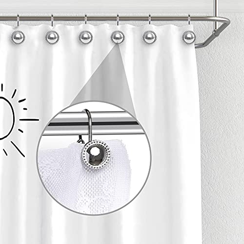 Shower Curtain Hooks, Set of 12 Chrome Shower Curtain Rings, Rust-Resistant Shower Hooks for Bathroom Shower Rod Curtains, Decorative Shower Curtain Hooks