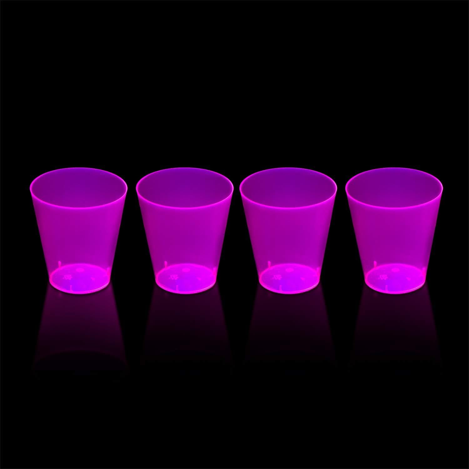 Party Essentials Hard Plastic 2-Ounce Shot Glasses, Neon Pink, 60 Count