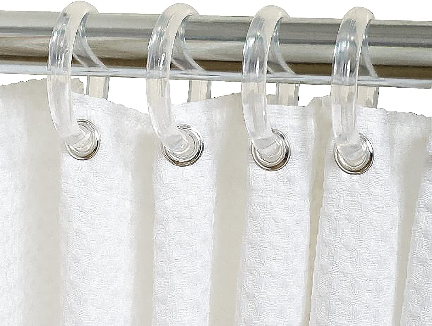 Kutesna 24 PCS Clear Plastic Shower Curtain Rings, Easy Snap Closure Shower Curtain