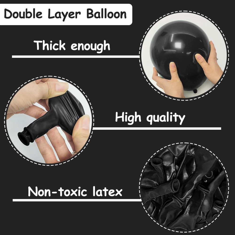 Red Black Balloons Double Stuffed Balloons Different Sizes Latex Ruby Red Balloon Garland Matte Premium Black Balloon Arch Kit for Birthday Wedding Baby Shower valentines Day Christmas Party decoratio