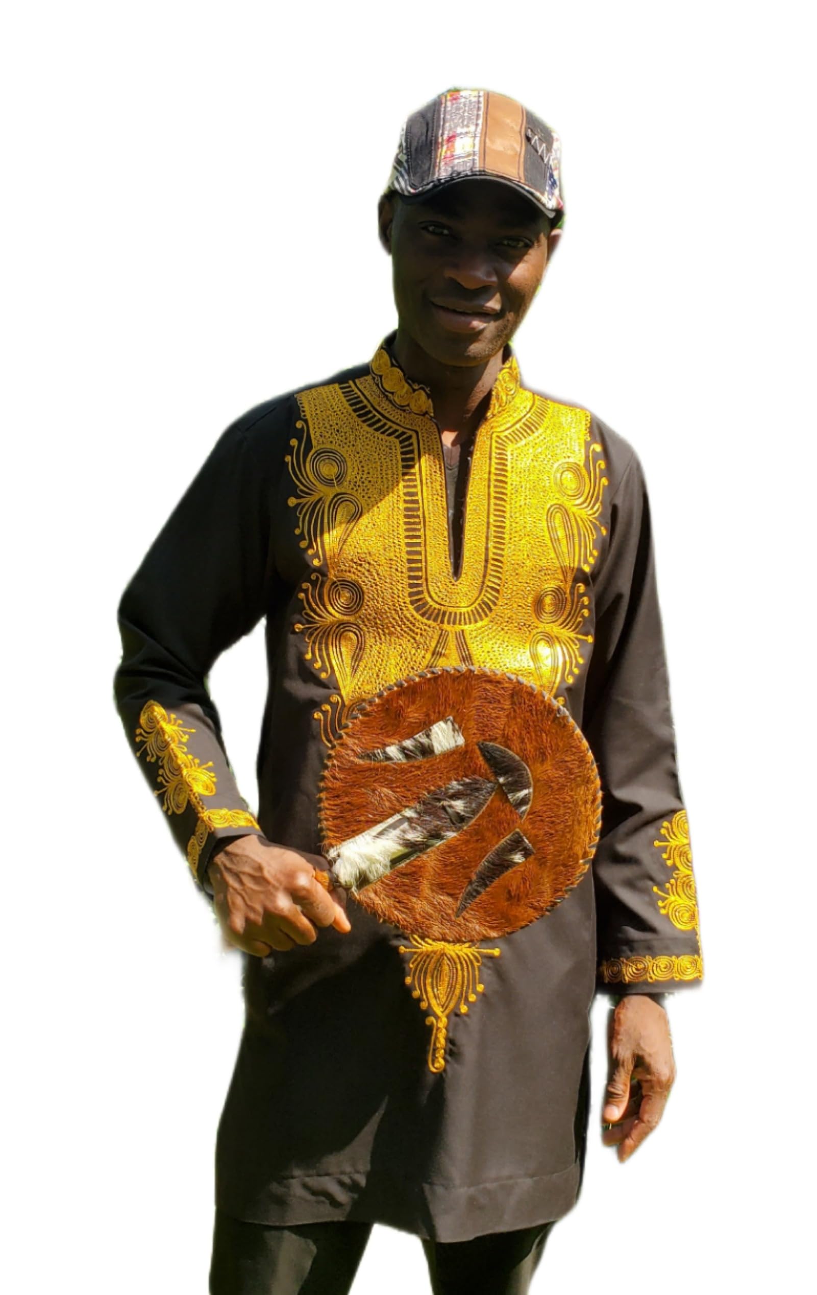 African Round Leather Fan Handmade/Igbo Amaka Hand Fan/Authentic Nigerian Animal Skin Fan/Wedding fan.