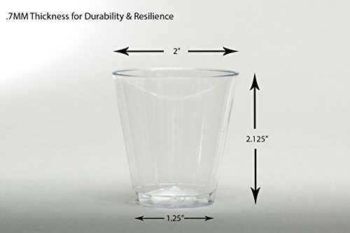 100 Shot Glasses Premium 2oz Clear Plastic Disposable Cups, Perfect Container for Jello Shots, Condiments, Tasting, Sauce, Dipping, Samples