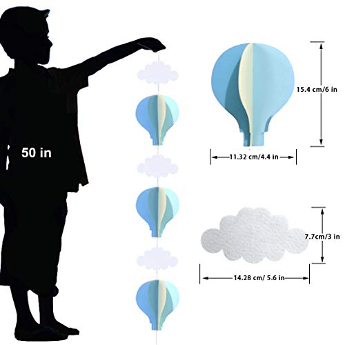 Azowa Big Size Hot Air Balloon Decorations Blue Paper Hanging Garlands Pack of 4