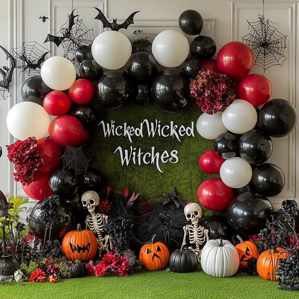 Red Black Balloons Double Stuffed Balloons Different Sizes Latex Ruby Red Balloon Garland Matte Premium Black Balloon Arch Kit for Birthday Wedding Baby Shower valentines Day Christmas Party decoratio