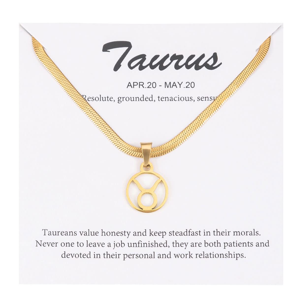 TGOLM Taurus Sign Choker Necklace Spiritual Horoscope Jewelry Birthday Gift Gold Plated Stainless Steel Snake Chain