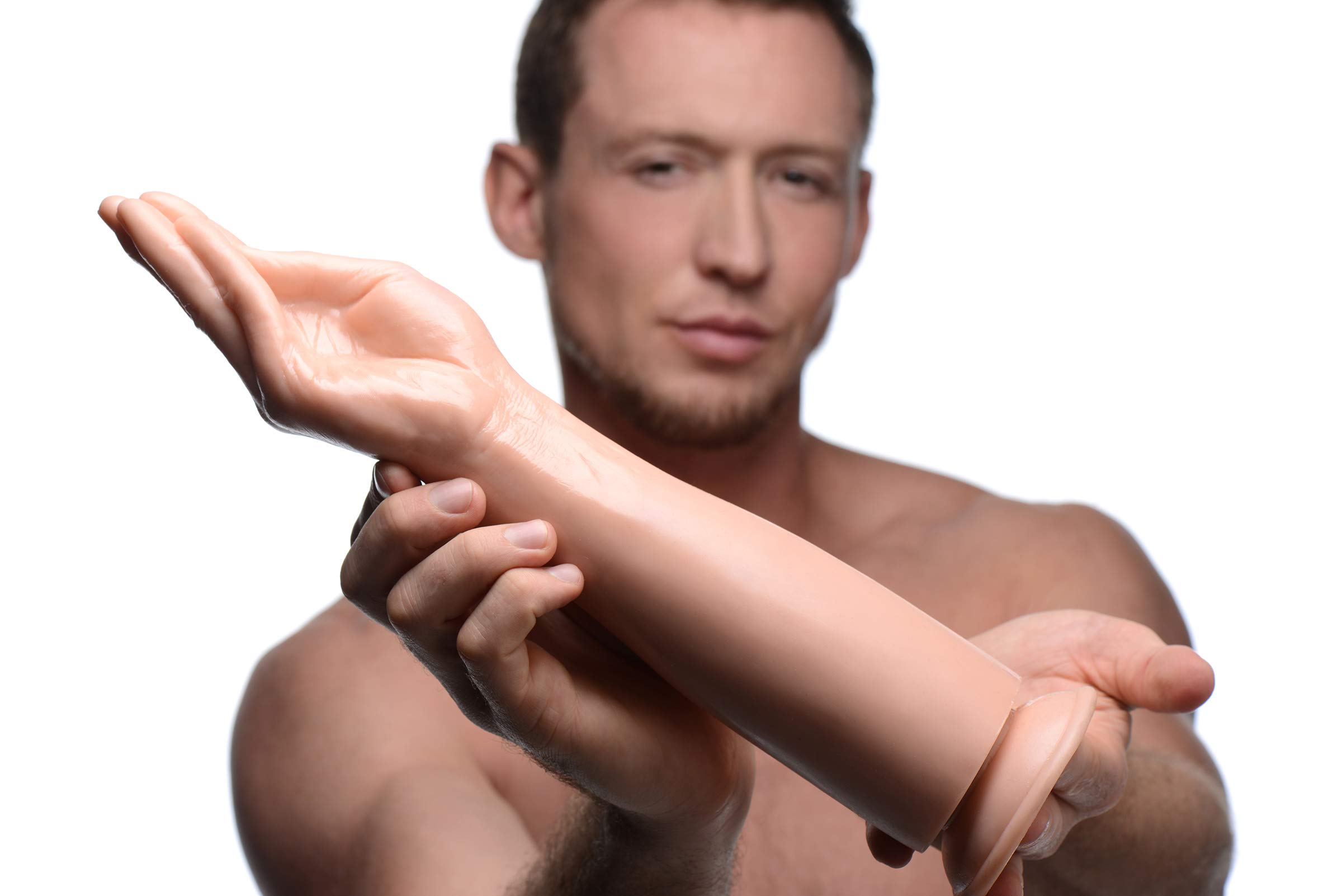 Master Series The Fister Hand & Forearm Dildo, Realistic Lifelike Sex Toy with Suction Cup for Hands Free Fisting, Body Safe, Light Flesh Colored, Easy to Clean, 15 Inch Length
