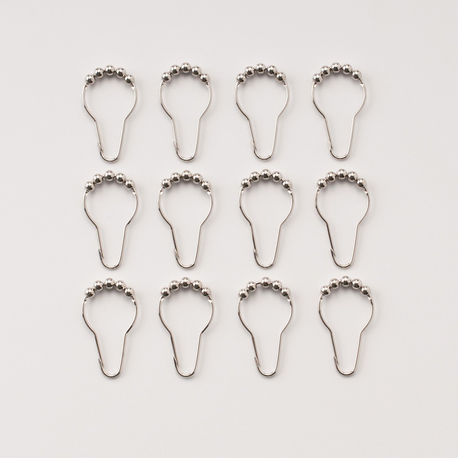LIHAO 12 Piece Set Rustproof Stainless Steel Shower Curtain Rings Hooks for Bathroom Shower Rod