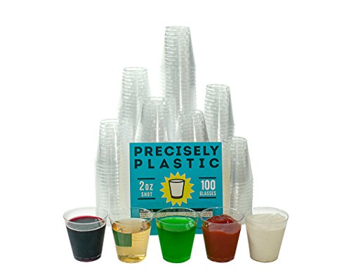 100 Shot Glasses Premium 2oz Clear Plastic Disposable Cups, Perfect Container for Jello Shots, Condiments, Tasting, Sauce, Dipping, Samples
