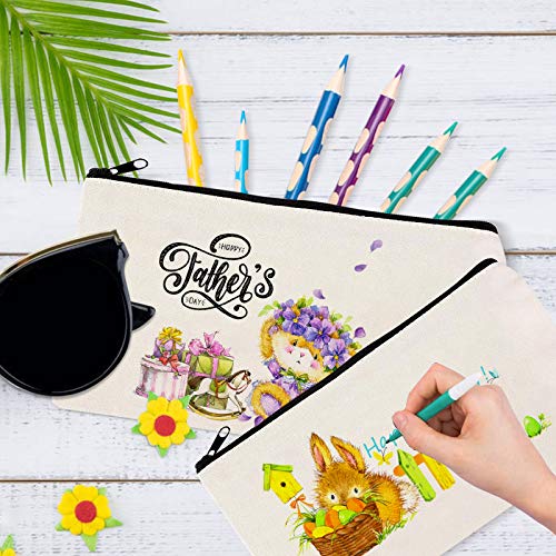 Katieyca 10 PCS Canvas Zipper Pouch, Blank DIY Craft Pen Bag, Multi-purpose Cosmetic Bag to Store Personal Belongings for Travel and Work (Beige, 8.3"x4.7")